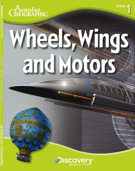 Product: WHEELS WINGS & MOTORS - Book - School Essentials