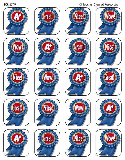 Product: BLUE RIBBON AWARD STICKERS - Teacher Resource - School Essentials