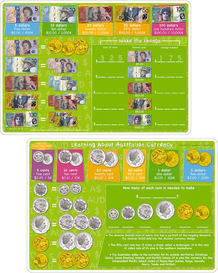 Product: AUS CURRENCY LEARNING MAT - Teacher Resource - School Essentials